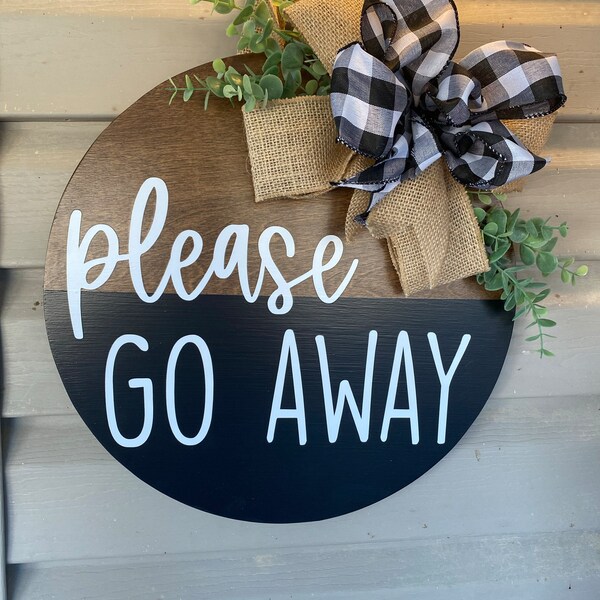 Please Go Away Door Hanger | 14” Sign for Front Door | Funny Door ...