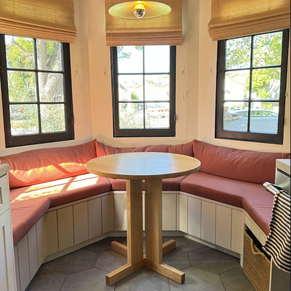 Small Custom Kitchen Table, Handmade Natural Solid Wood Oak Dining Table, Modern Wooden Round ...