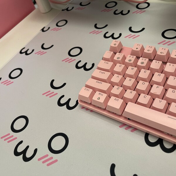 Uwu Owo Desk Mat, Kawaii Cute White Gaming Large Mouse Pad XXL - Etsy