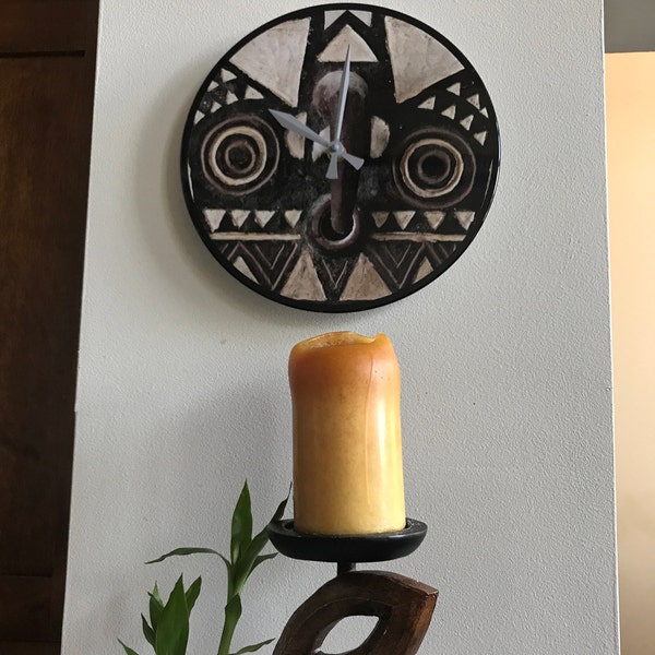 Round Wall Clock • African Art • Featuring Portrait of Bobo Bwa Hawk ...