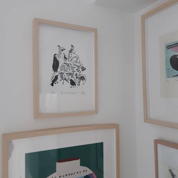 Boxing Hares - Lino Cut Print - Etsy