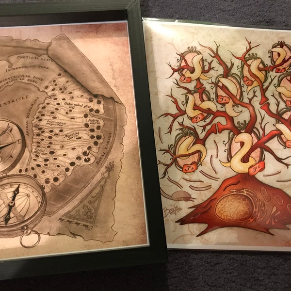 Worm Family Tree (sepia) - Science Art Print on Paper, Canvas, Acrylic ...