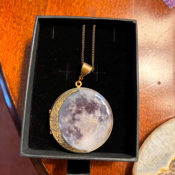 Vintage Locket Moon Necklace • Personalized Gift Jewelry • Celestial ...