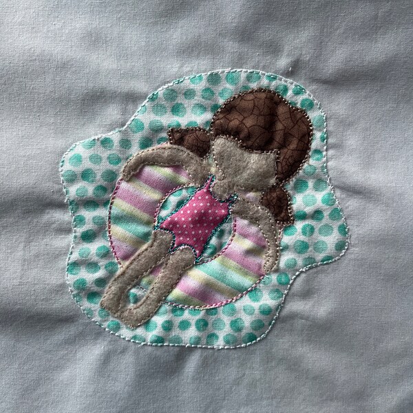 Floating Girl in Pool, Bean Stitch Applique, Machine Embroidery, Summer ...