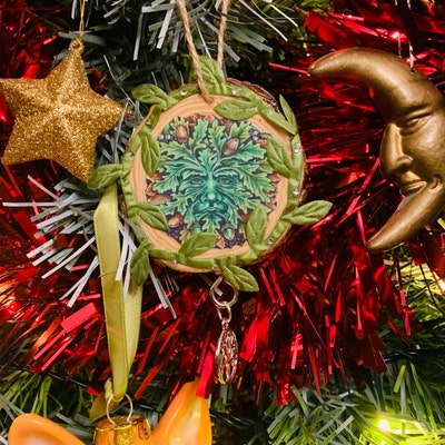 Pagan Tree of Life Wood Slice Decoration Green Man Charm - Etsy