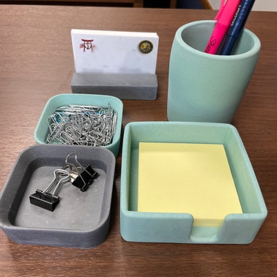 Desk Accessories Set Post-it Holder Pen Cup Desk - Etsy