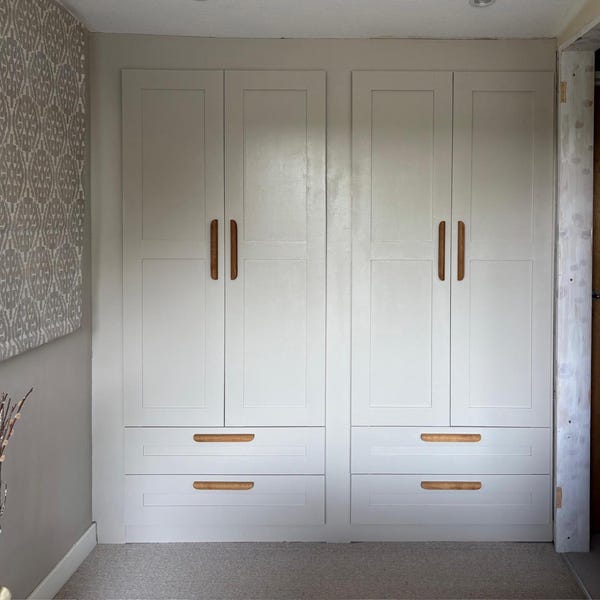 Rounded Long Wood Pulls Oak Handles Simple Kitchen Hardware Dresser ...