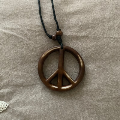 Brown Peace Sign Necklace brown Hippie Necklace Brown Peace Necklace ...