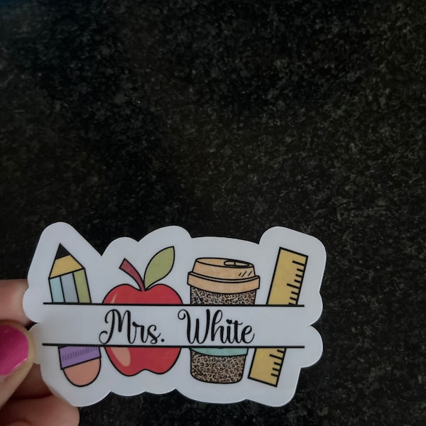 Personalized Teacher Stickers, Teacher Name Stickers, Teacher Gift ...