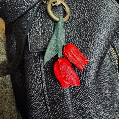 Genuine Leather Flower Bag Charm Chuvash, Handbag Charm,purse Charms ...