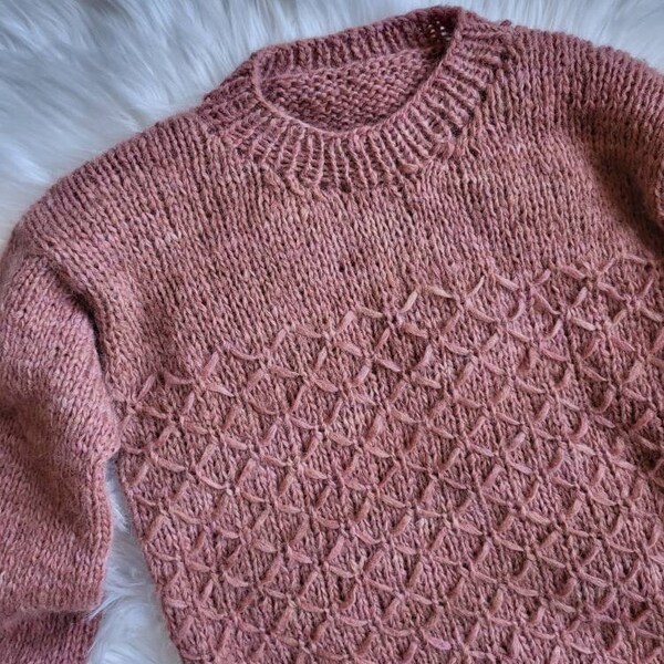 KNITTING PATTERN Stockinette Beginner Raglan, Beginner Knit Sweater ...