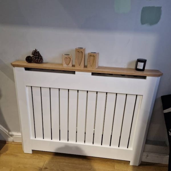Custom Radiator Cover With Mitred Corners, Decorative Panel and Oak Top ...