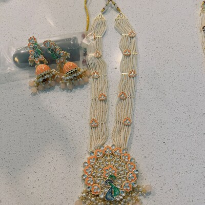 Izhaar Indian Polki Kundan Necklace With Earrings Tikka / Wedding ...