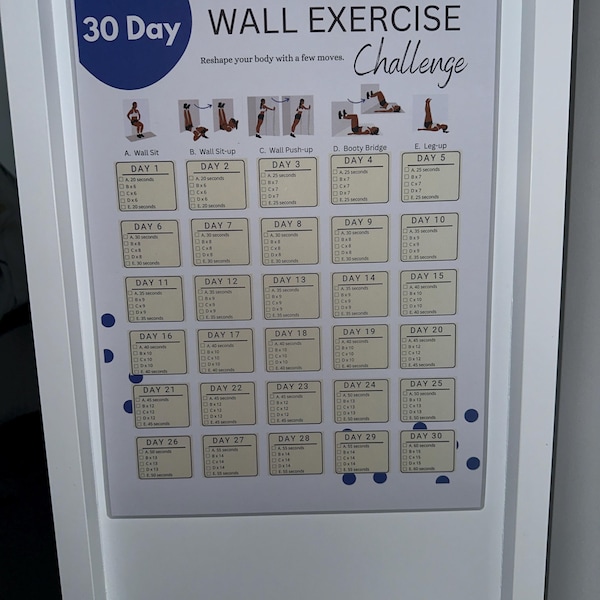 30 Day Wall Exercise Challenge Printable | Wall Fitness | Quick Workout ...