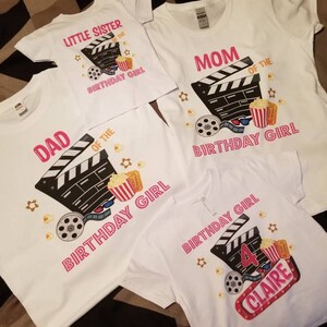 Movie Theme Birthday Shirts Movie Theme Birthday Shirt Matching ...