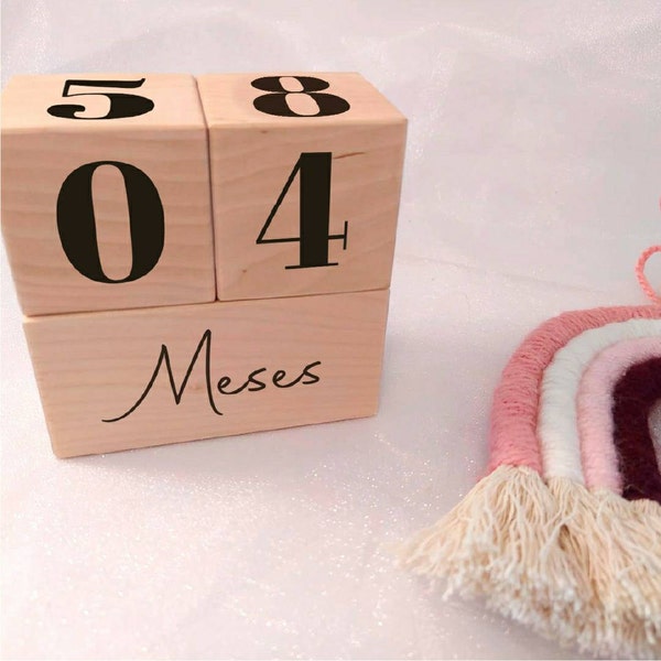 Unfinished Baby Age Blocks , Photo Blocks, Photo Prop, Month Blocks ...