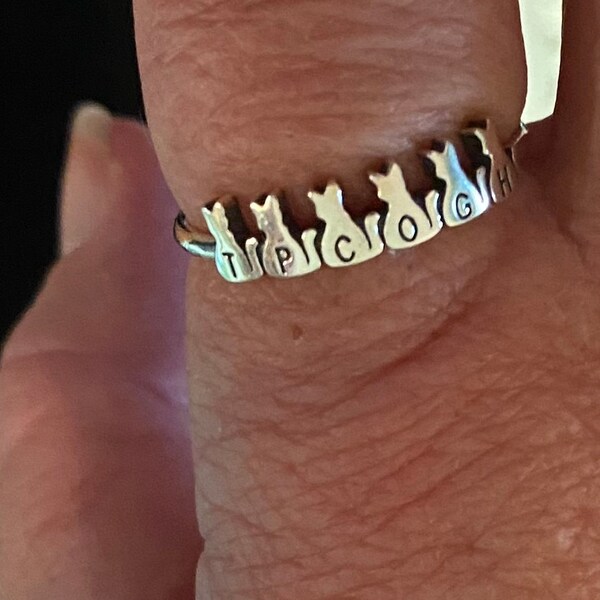 925 Silver Cat Family Ring,cat Ring,cat Lover Gift,animal Ring,family ...
