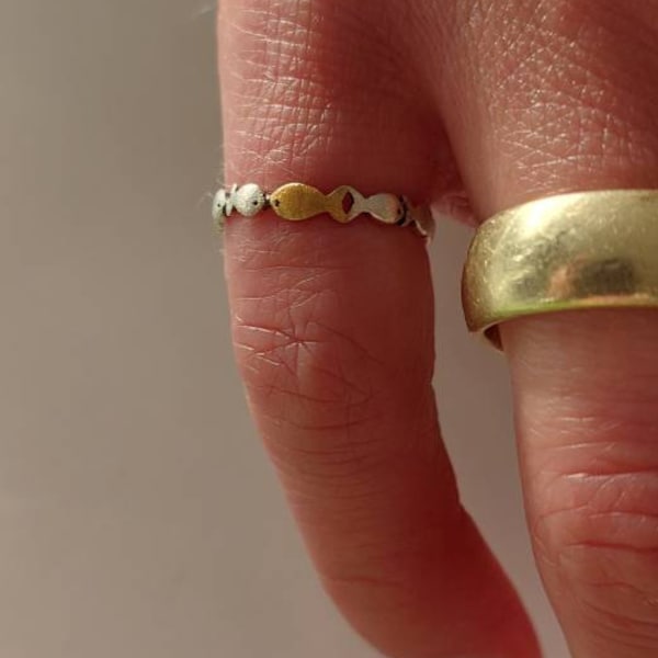 Swimming Against the Current. Dainty Sterling Silver Ring. School of ...