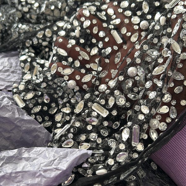 Hand-beaded Crystal Mesh Fabric by Yard - 100% Glass Stones ...