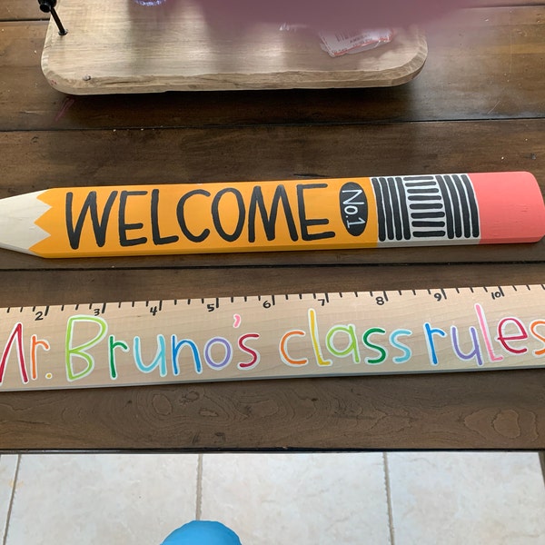 Personalized Wooden Ruler Sign, Teacher Gift, Classroom Decor, Hall ...