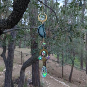 Sun Catcher Garden Art, Mirror Strings W/ Turquoise Rhinestones ...