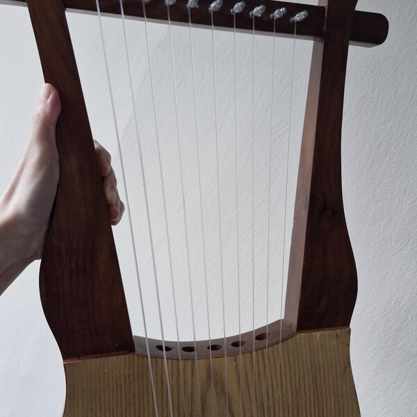 Brown Rosewood Flower Design Lyre Premium Quality Handmade 6 Metal ...