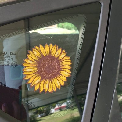 Hand Drawn Sunflower Car Window Decal Flower Car Window Decal Flowers ...