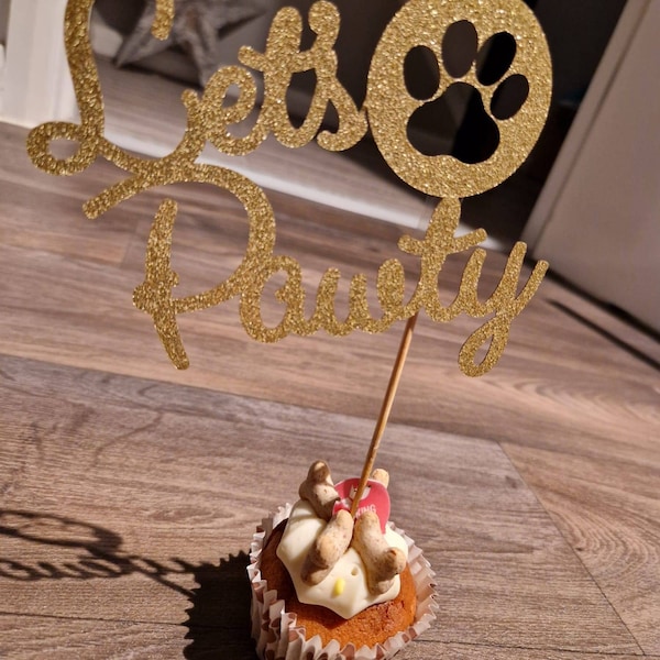 Lets Pawty Glitter Happy Birthday Dog Cat Pets Lover Party Decoration ...