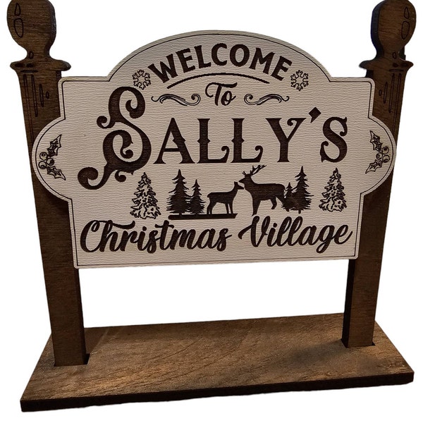 Personalized Christmas Village Sign, Welcome to Our Village Sign ...