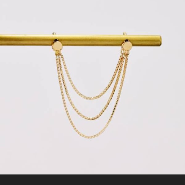 14K Solid Gold Double Box Chain Attachment Triple Gold Linking Chain ...