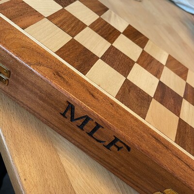 Personalized Engraved Wooden Chess Board Folding Chess Set Magnetic ...