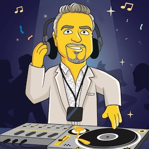 DJ Gift Custom Portrait From Your Photo as Yellow Cartoon Character ...