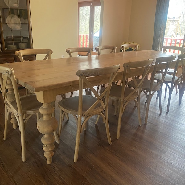 Maple Farmhouse Table, Custom Maple Hardwood Table, Farm Table With ...