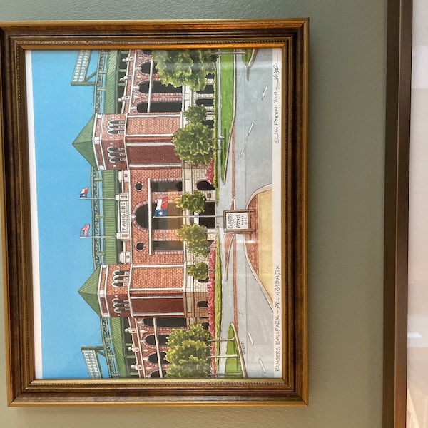 Rangers Ballpark. 8.5" X 11". Arlington Texas. Watercolor Painting. Art ...