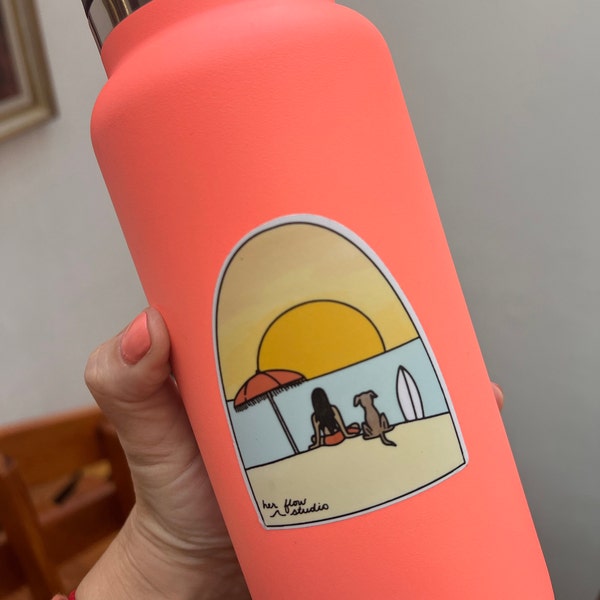 Surfer Girl Sticker | Sunset Sticker | Surfboard Sticker | Dog Sticker ...