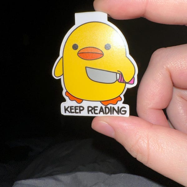 Chick Duck With Knife Magnetic Bookmark, Duck Meme Bookmarks, Handmade ...