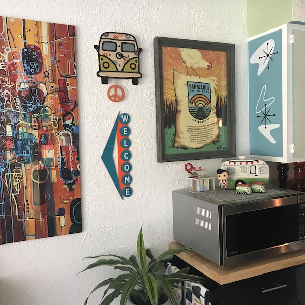 Mid-century Modern Style Vertical Welcome Sign | MCM Home Decor ...