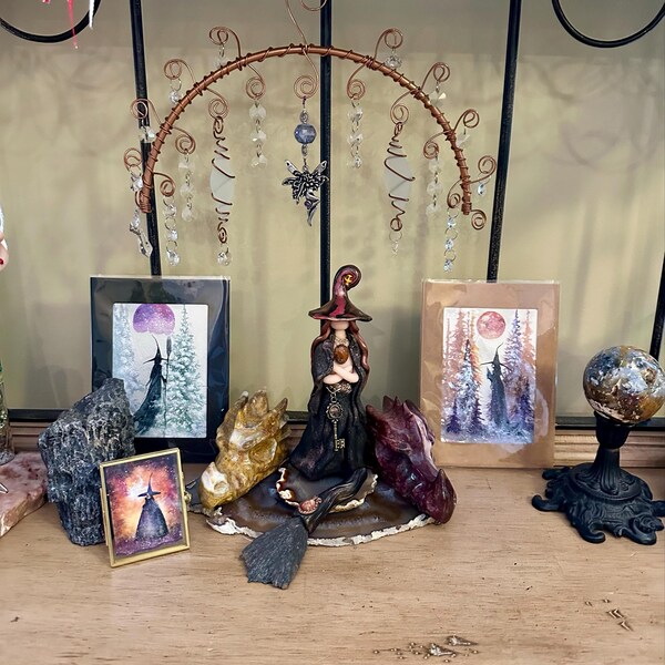 Giclee Fine Art Print Green Witch Summer Water Autumn Full Moon Witch ...