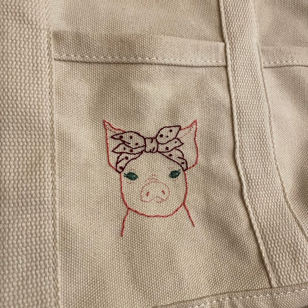 Pig Flowers Embroidery Pattern, Cute Pig Embroidery, Cute Piggy Pattern ...