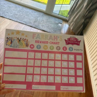 Personalised Re-usable Reward Chart With Velcro Stars, Wipeable Pen for ...