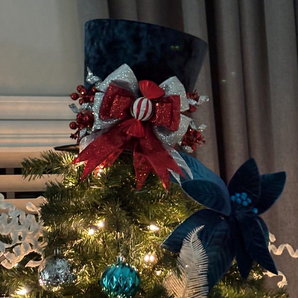 Mint Green and Red Christmas Tree Topper Whimsical Tree Topper ...