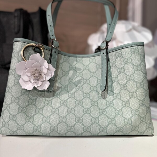 White Flower Purse Charm, Single Magnolia Flower Purse Charm, Genuine ...