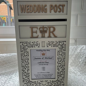 Personalised White Wedding Card Post Box New Design Locking / Lockable ...