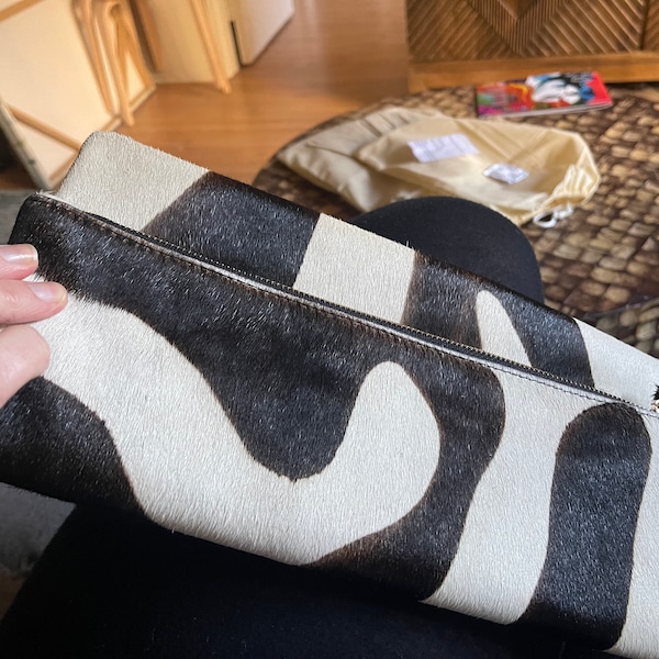 Animal Print, Zebra Fold Over Clutch, Zebra Print Leather Clutch ...