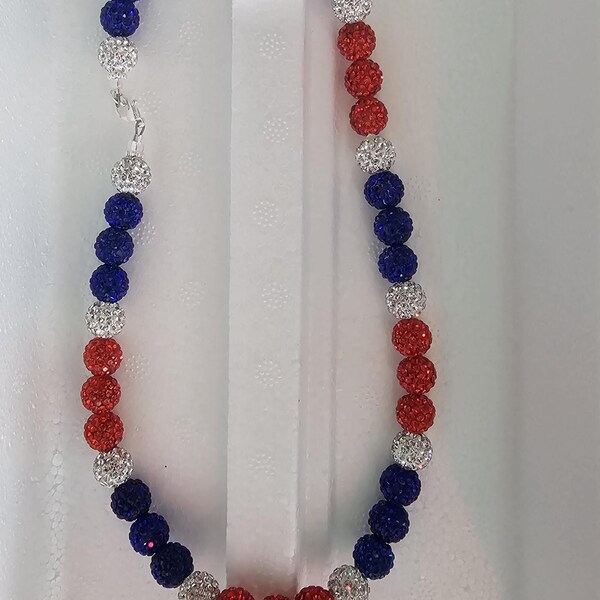 Baseball Rhinestone Necklace: Red, White & Blue Bling - Etsy