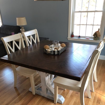 Rustic Chevron Top Table, Trestle Base Table, Dining Table local ...