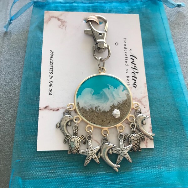 Resin Alphabet Beach Keychain, 3D Letters and Numbers Ocean Key Chain ...