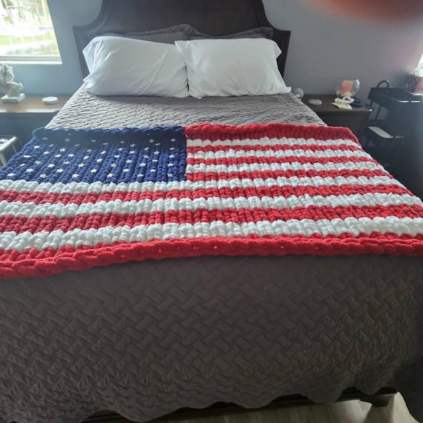 American Flag Knitting Pattern and Tutorial Instructions for Bulky Yarn ...