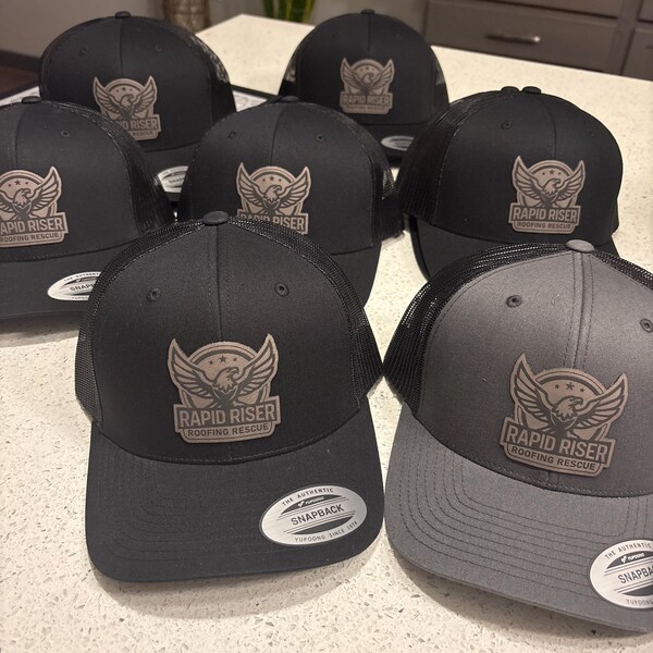 Custom Leather Patch Hats, Logo Hats, Laser Engraved Leather Patch ...