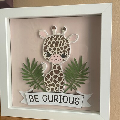 Giraffe Shadow Box SVG Template, Be Curious Layered Paper Cut Nursery ...